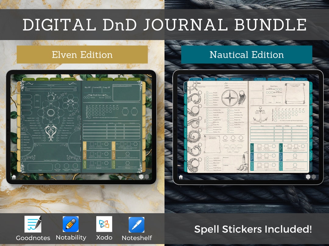 Digital Dnd Character Journal Bundle, Dnd Character Sheet Color Series ...