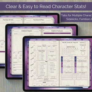 Digital Dnd Character Journal , Dnd Character Sheet With Spell Cards ...