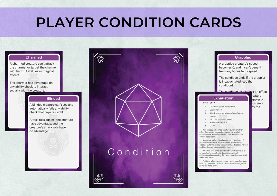 Dnd Character Condition Cards, Custom 5th Edition Character Spell Cards ...