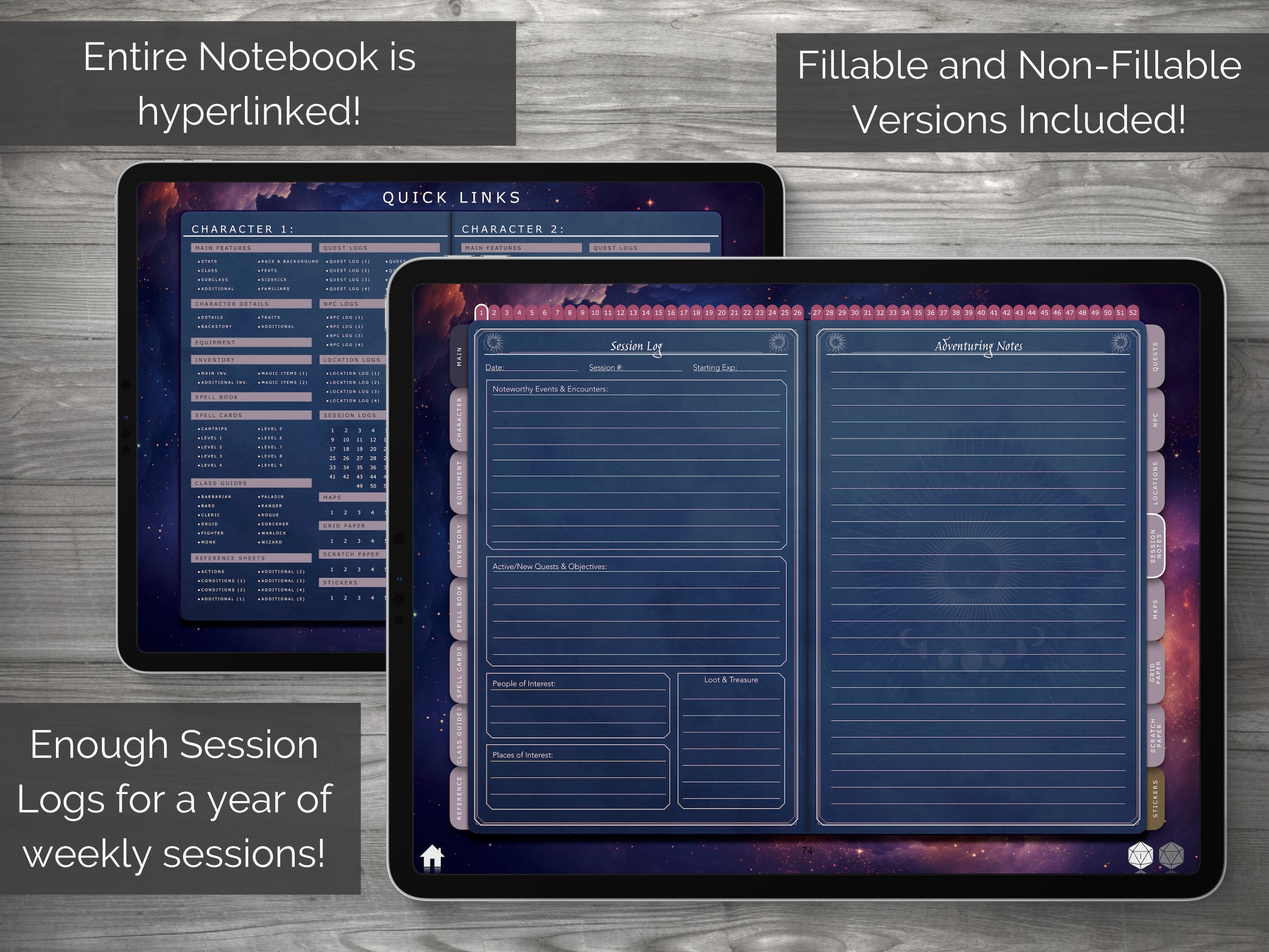 Digital Dnd Character Journal Bundle Theme Series, Dnd Character Sheet ...