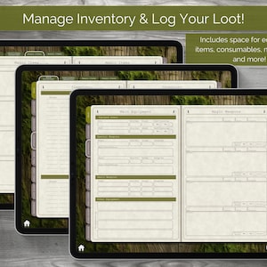 Digital Dnd Character Journal , Dnd Character Sheet With Spell Cards ...
