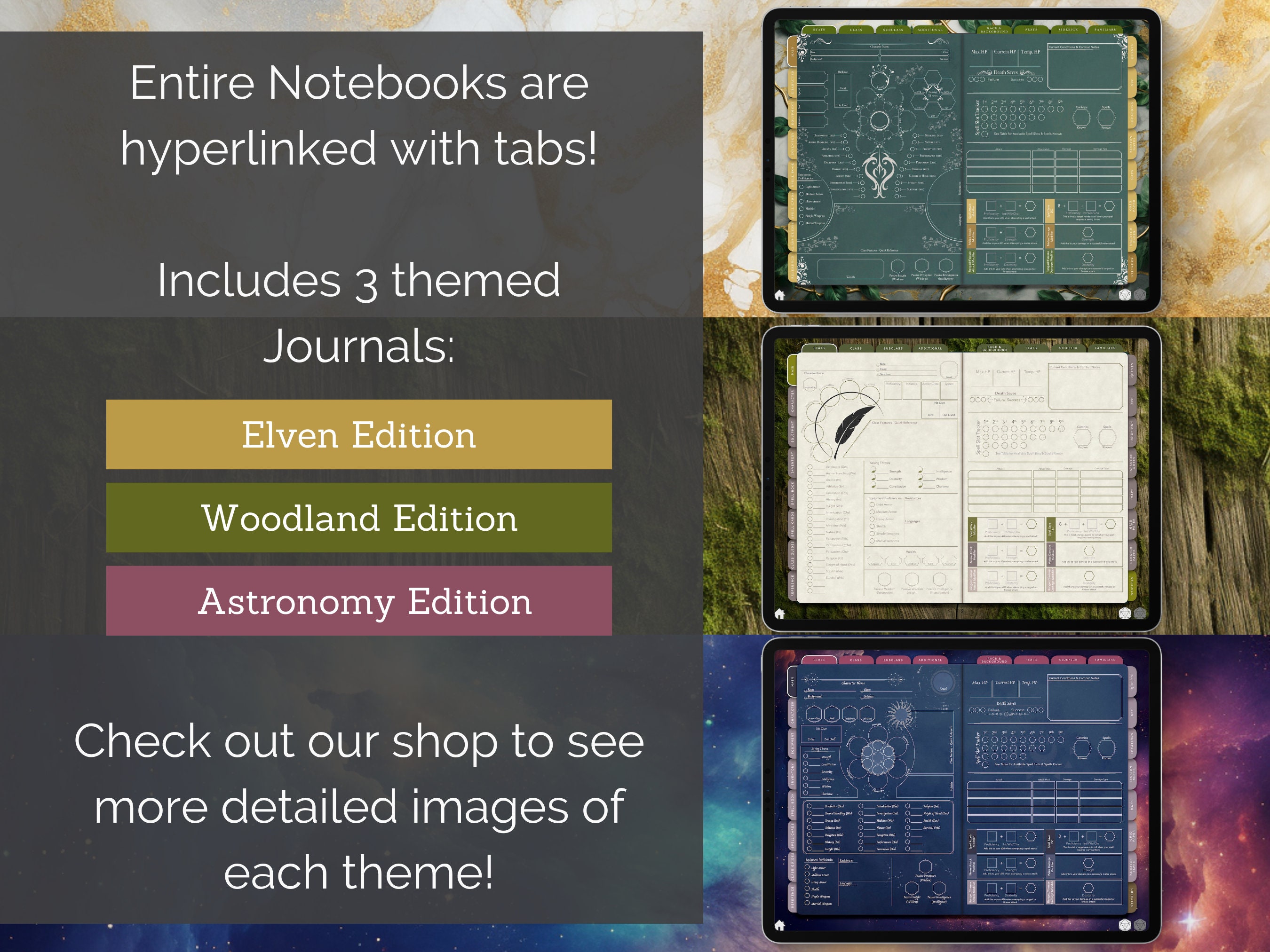 Digital Dnd Character Journal Bundle Theme Series, Dnd Character Sheet ...