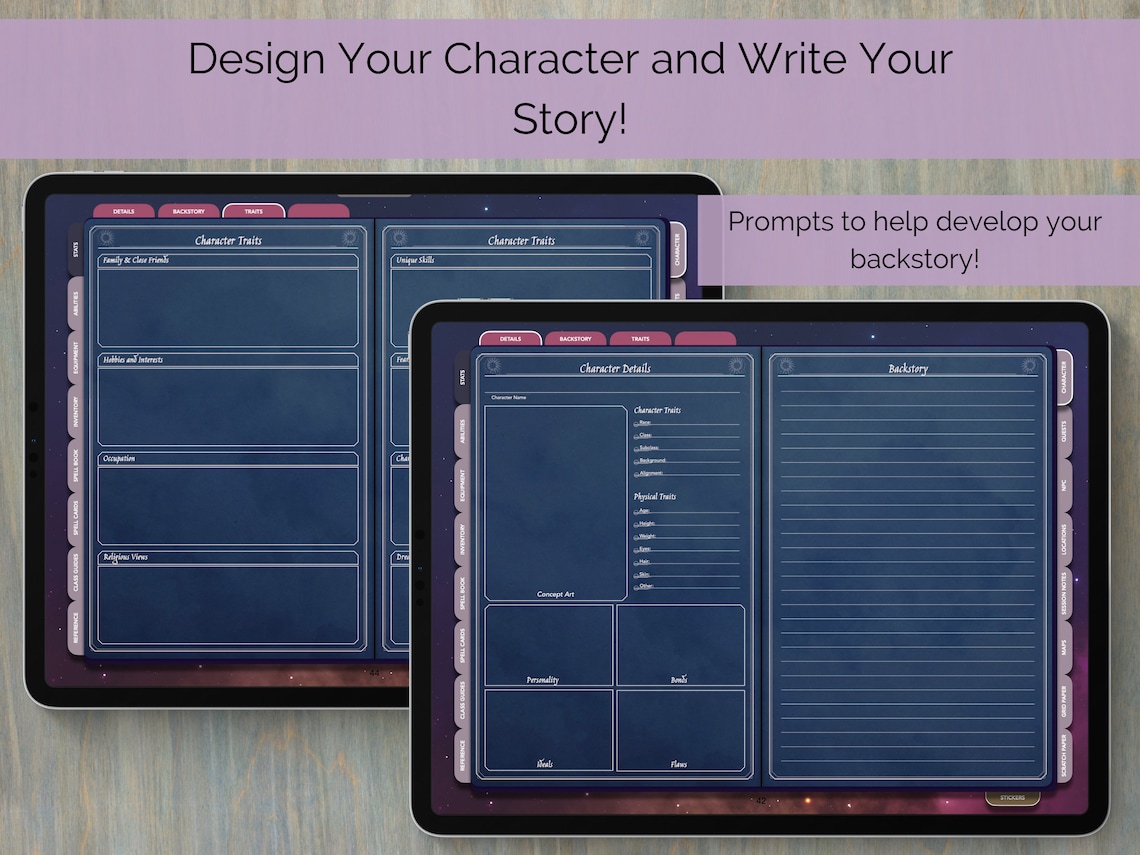 Digital Dnd Character Journal Dnd Character Sheet With Spell - Etsy