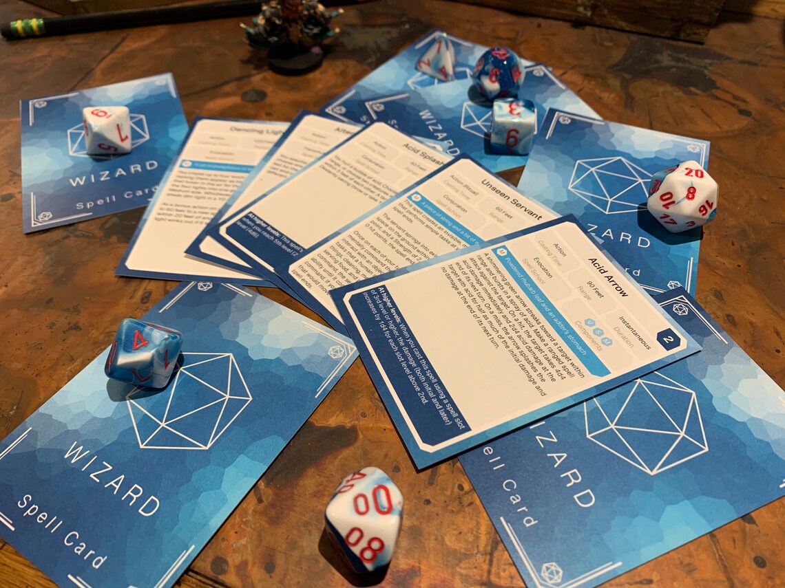 Dnd Wizard Spell Cards, Custom 5th Edition Character Spell Cards, 5e ...