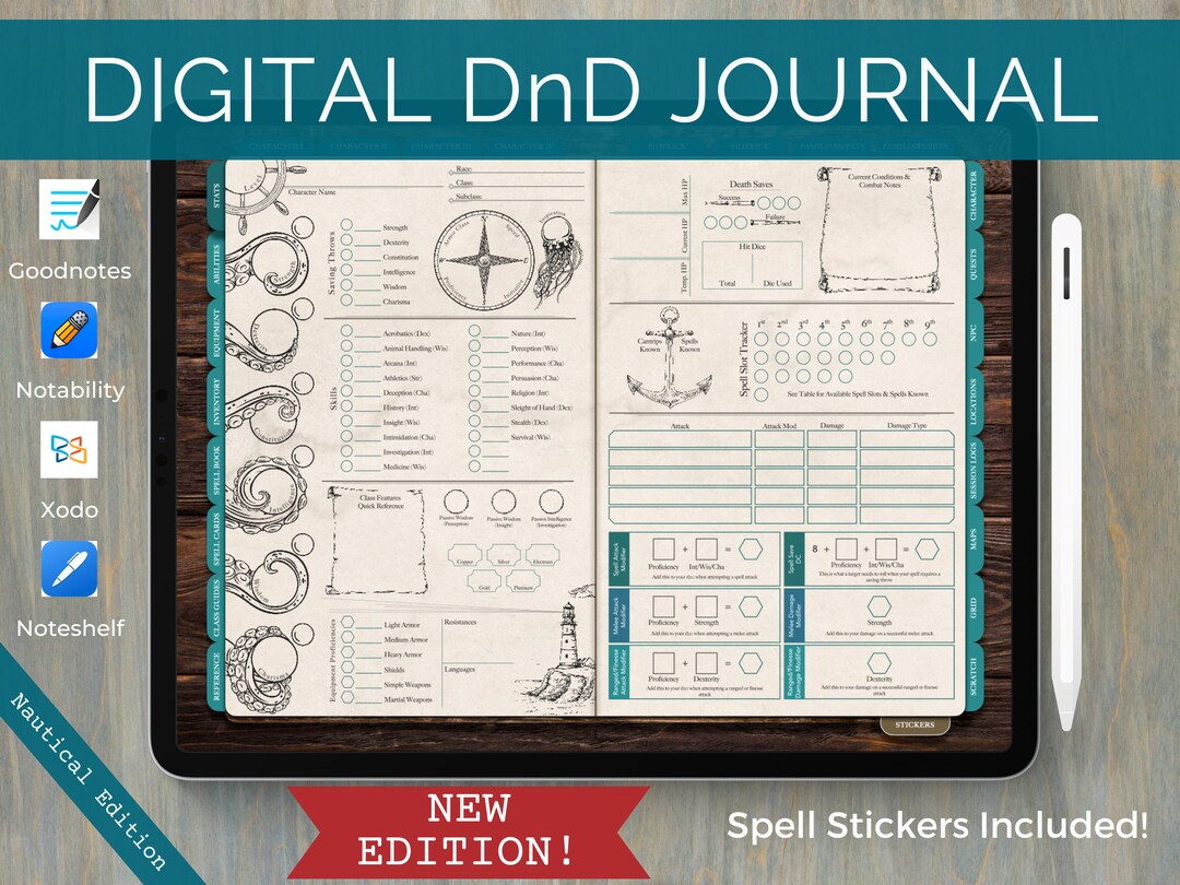 Digital Dnd Character Journal Dnd Character Sheet With Spell - Etsy
