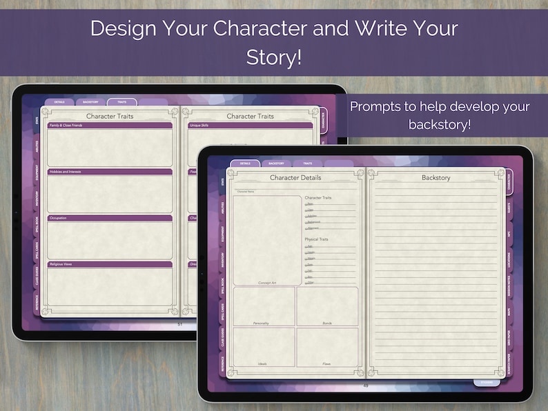 Digital Dnd Character Journal , Dnd Character Sheet With Spell Cards ...