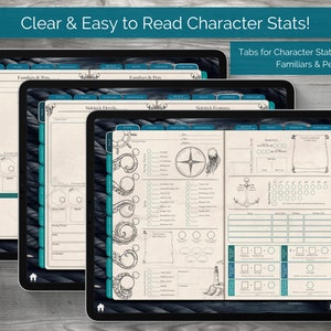 Digital Dnd Character Journal , Dnd Character Sheet With Spell Cards ...