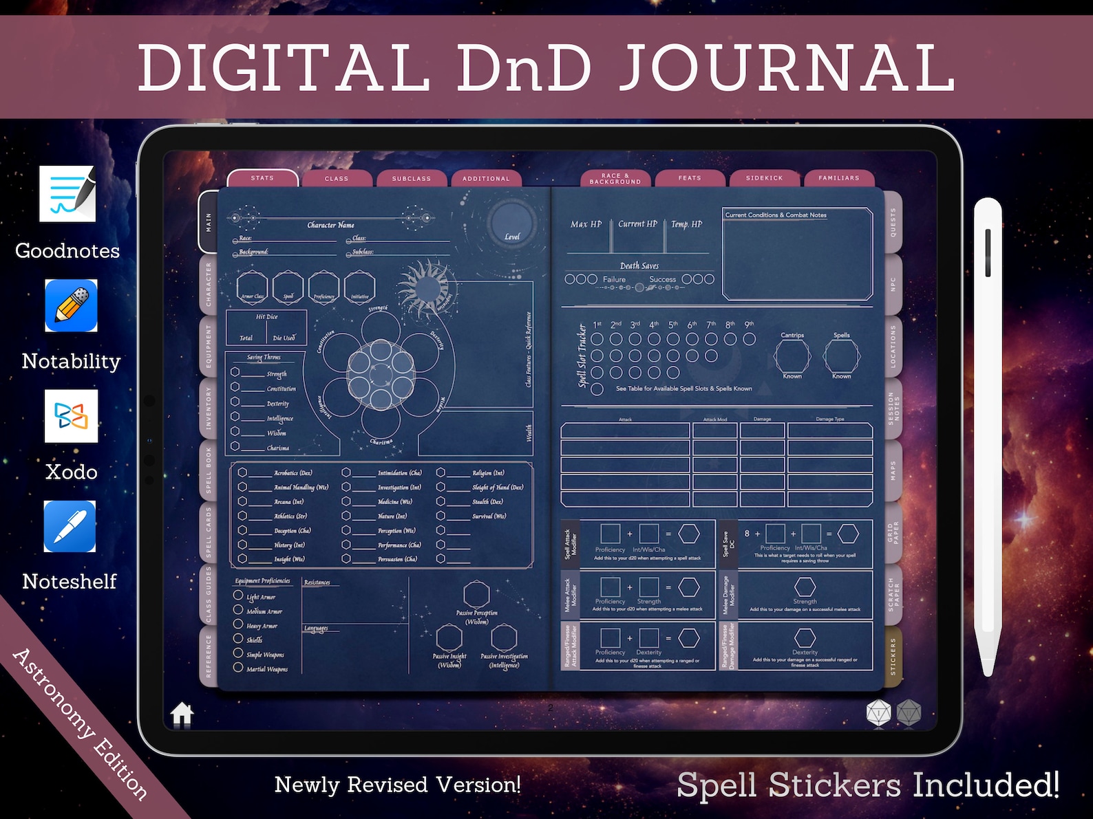 Digital Dnd Character Journal , Dnd Character Sheet With Spell Cards ...