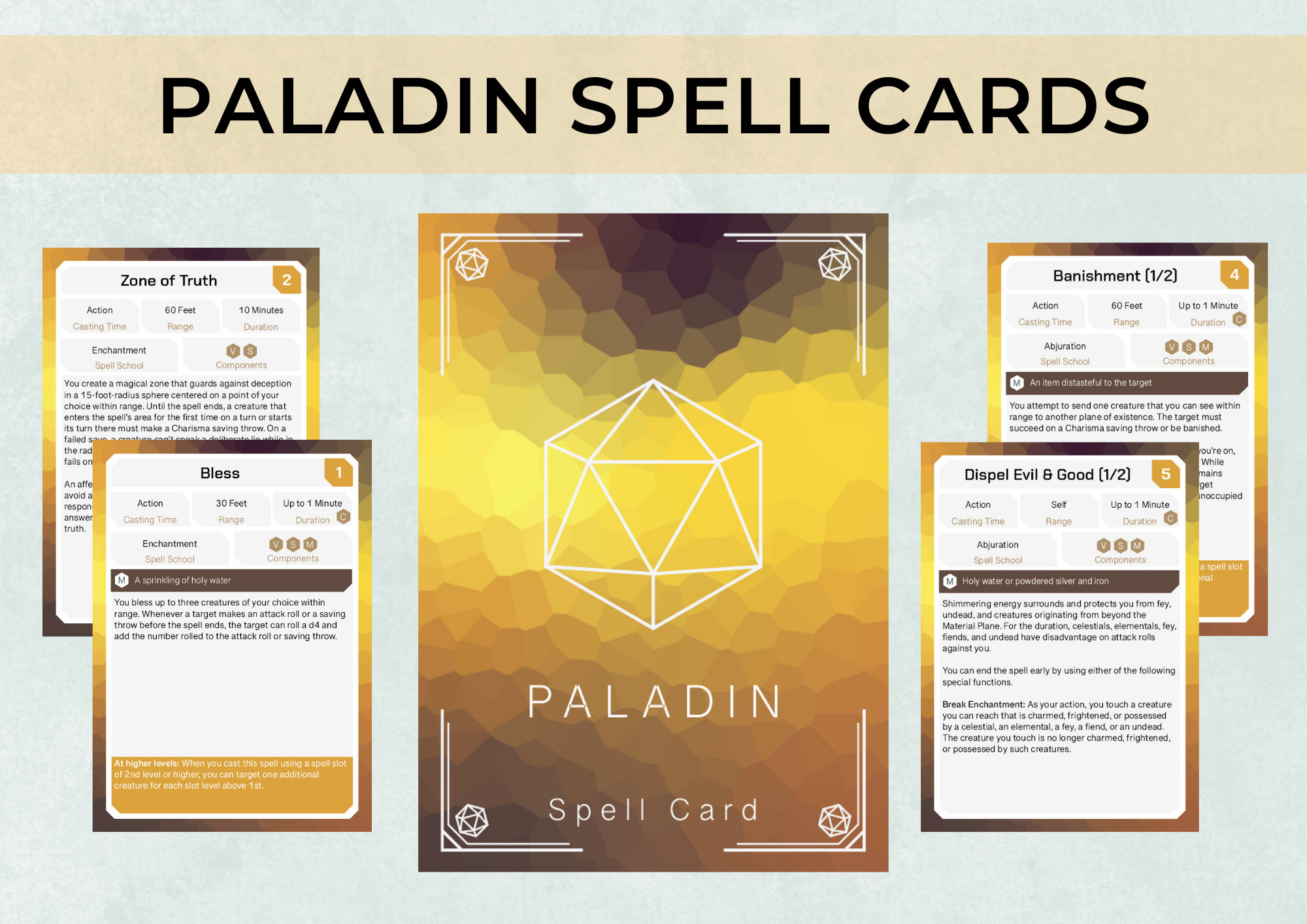 Dnd Paladin Spell Cards Custom 5th Edition Character Spell - Etsy