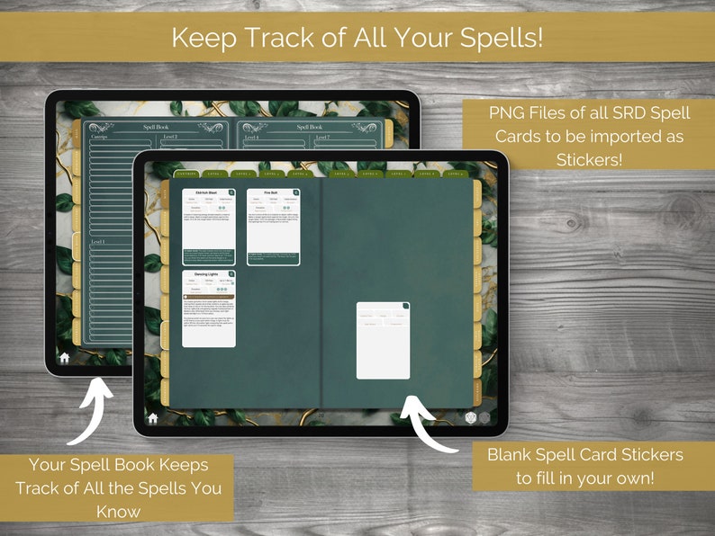 Digital Dnd Character Journal , Dnd Character Sheet With Spell Cards ...