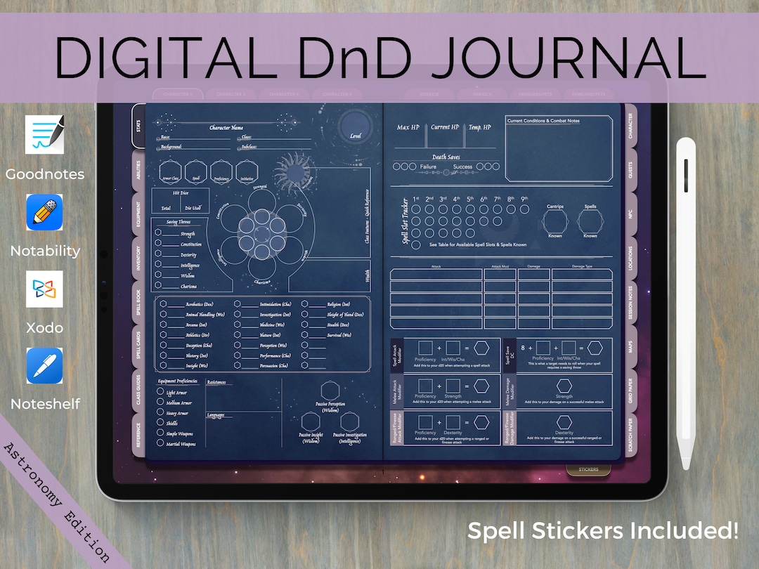 Digital Dnd Character Journal Dnd Character Sheet With Spell - Etsy