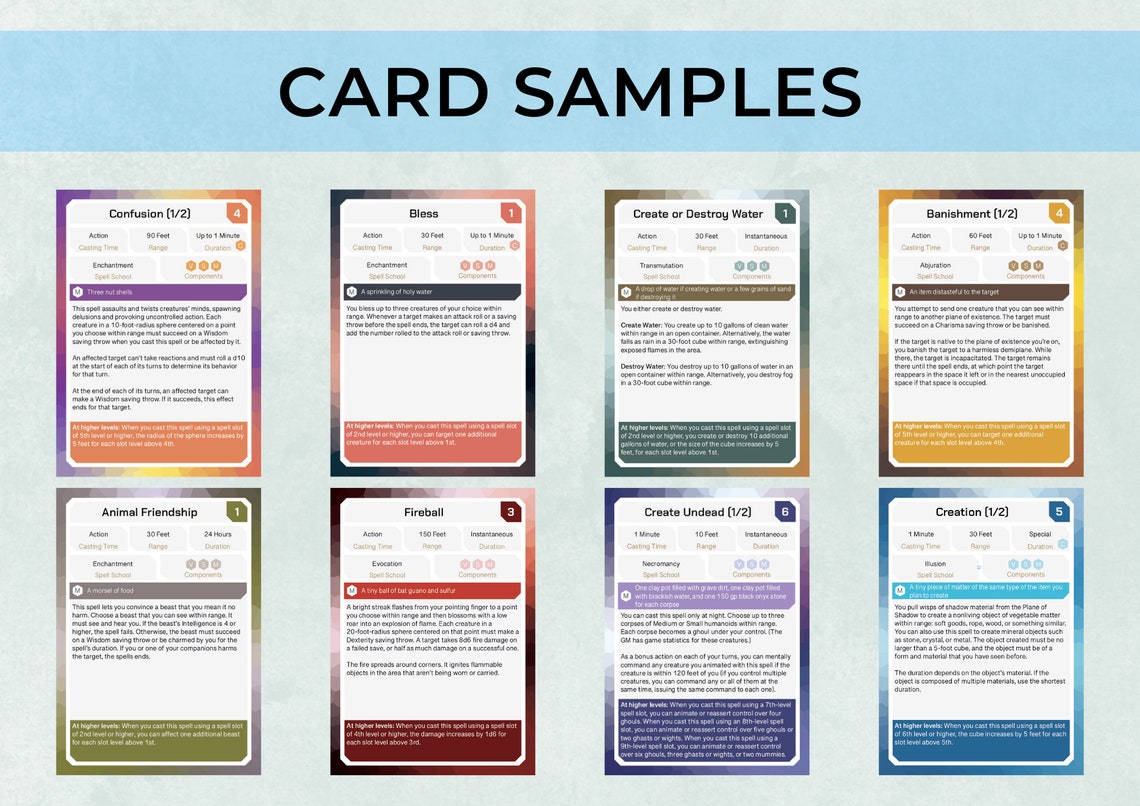 Dnd Class Spell Cards Mega Bundle Custom Dungeons and Dragons - Etsy