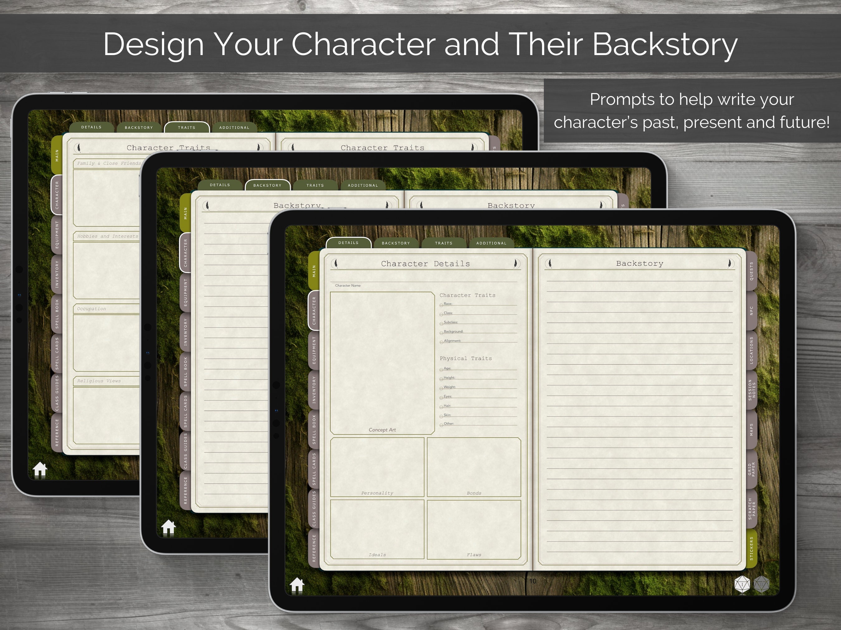 Digital Dnd Character Journal Bundle Theme Series, Dnd Character Sheet ...