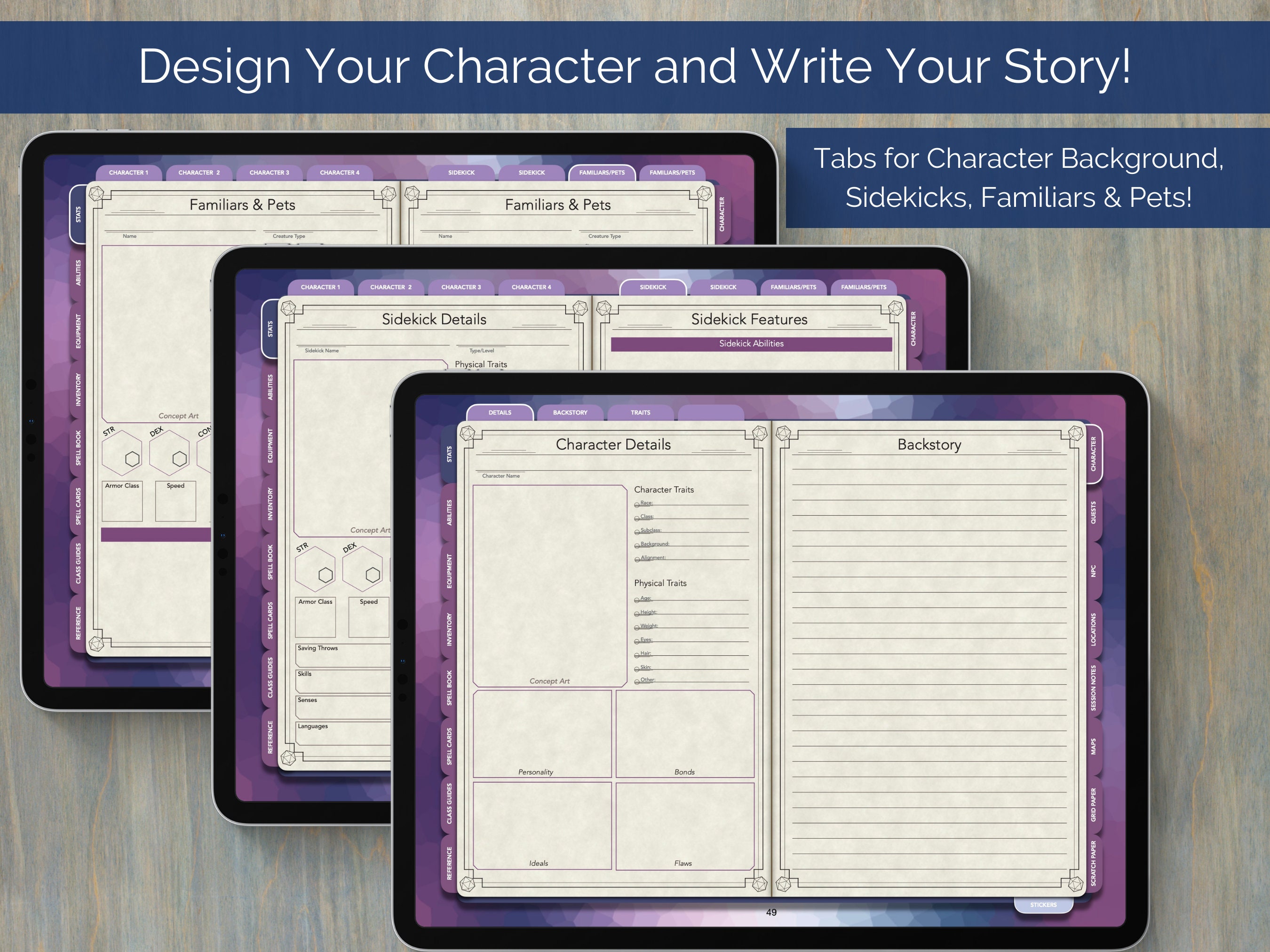 Digital Dnd Character Journal Bundle, Dnd Character Sheet Color Series ...