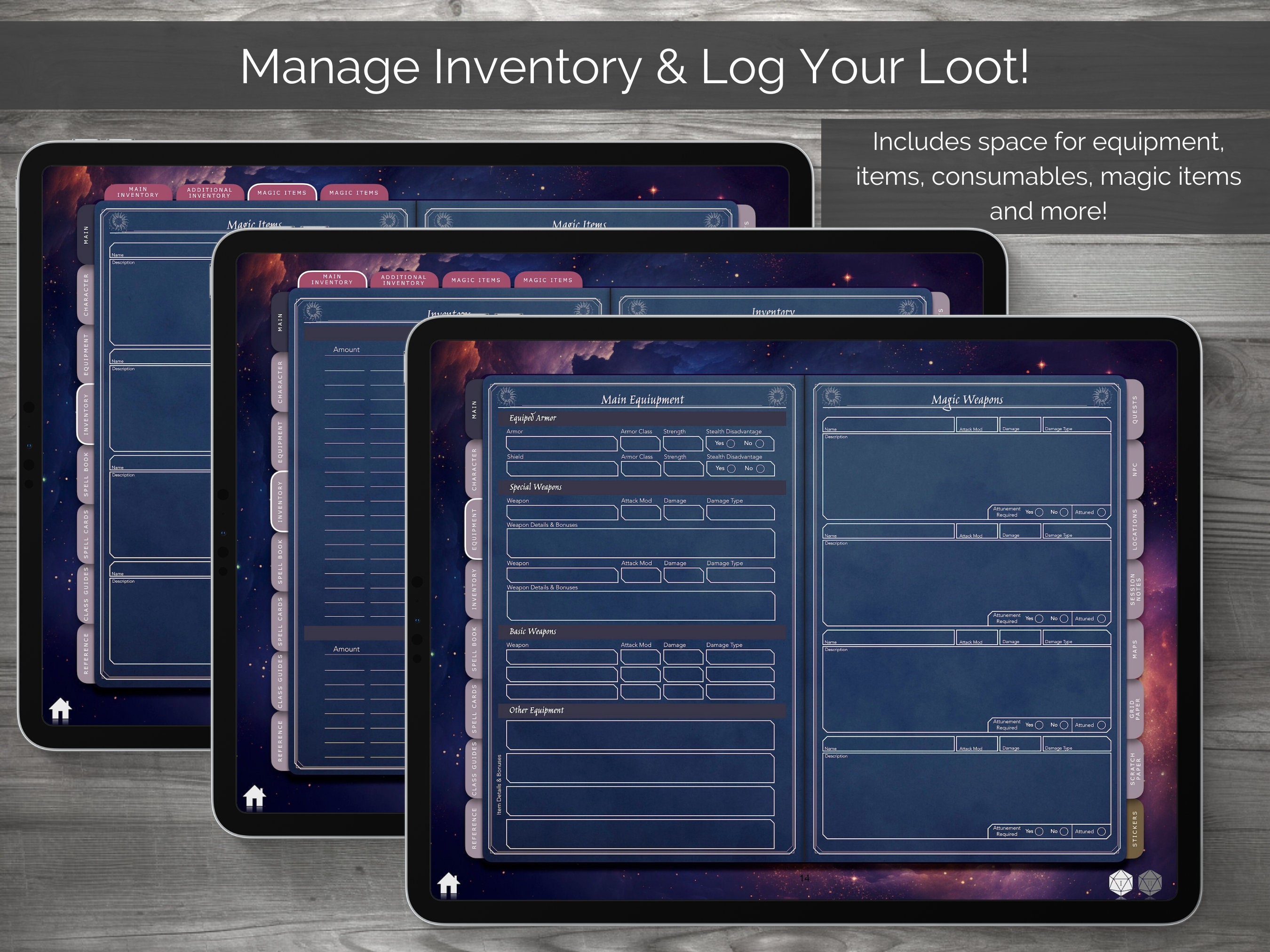 Digital Dnd Character Journal Bundle Theme Series, Dnd Character Sheet ...