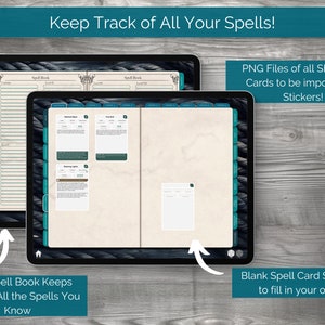 Digital Dnd Character Journal , Dnd Character Sheet With Spell Cards ...