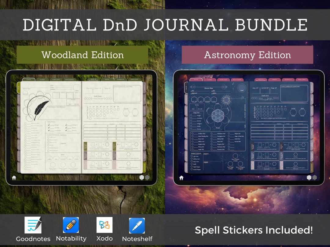 Digital Dnd Character Journal Bundle, Dnd Character Sheet Color Series ...