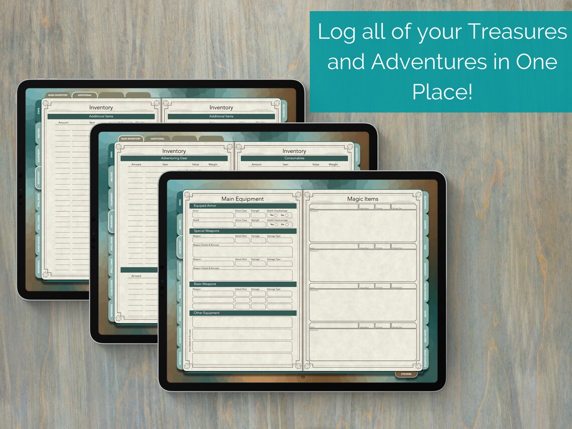 Digital Dnd Character Journal Dnd Character Sheet With Spell - Etsy