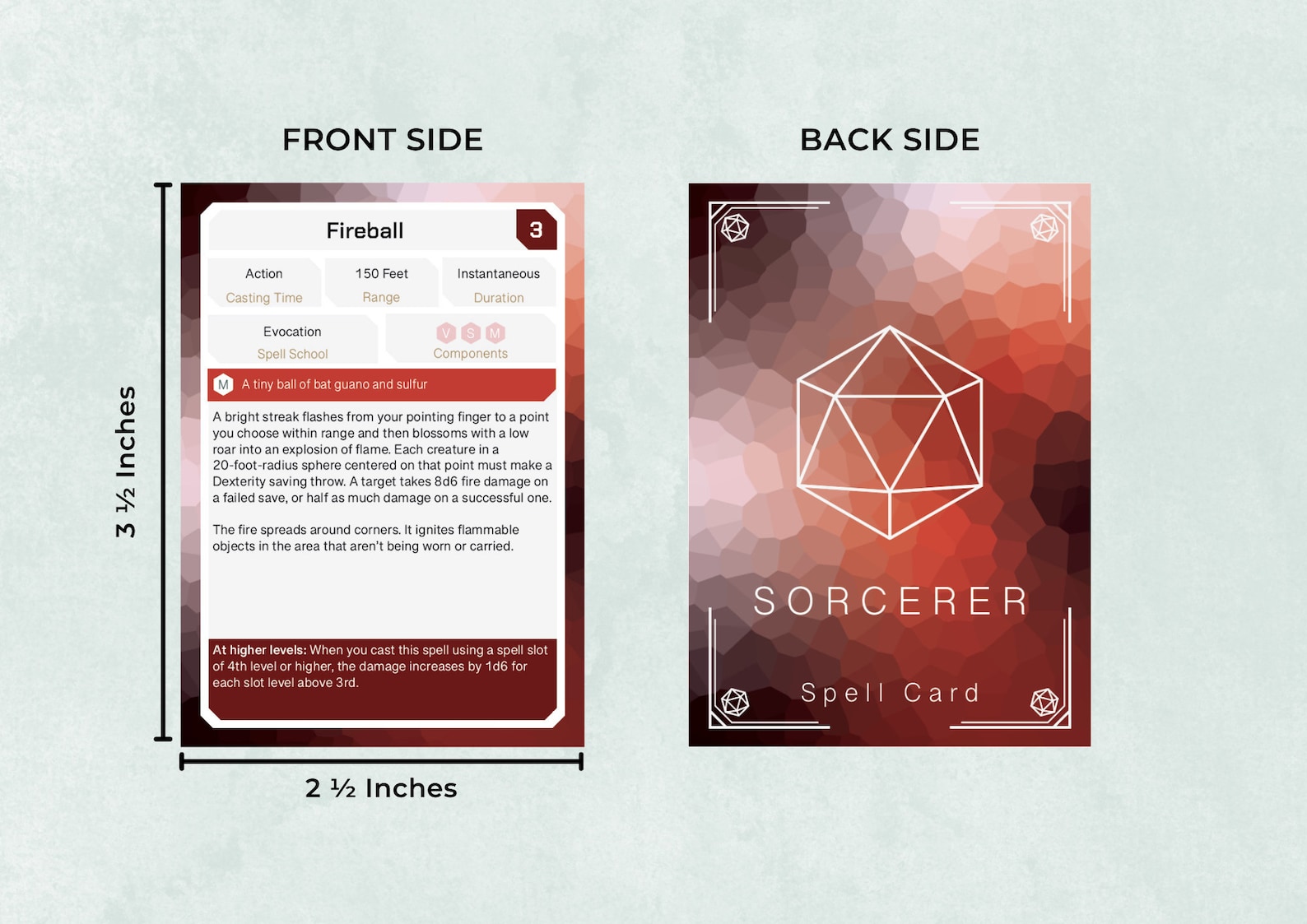 Dnd Sorcerer Spell Cards Custom 5th Edition Character Spell - Etsy