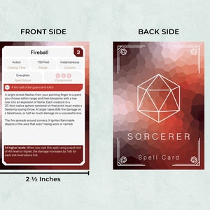 Dnd Sorcerer Spell Cards, Custom 5th Edition Character Spell Cards, 5e ...