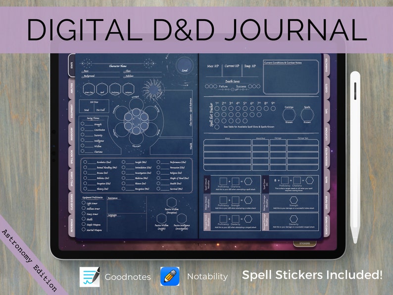 Digital Dnd Character Journal Dnd Character Sheet With Spell - Etsy