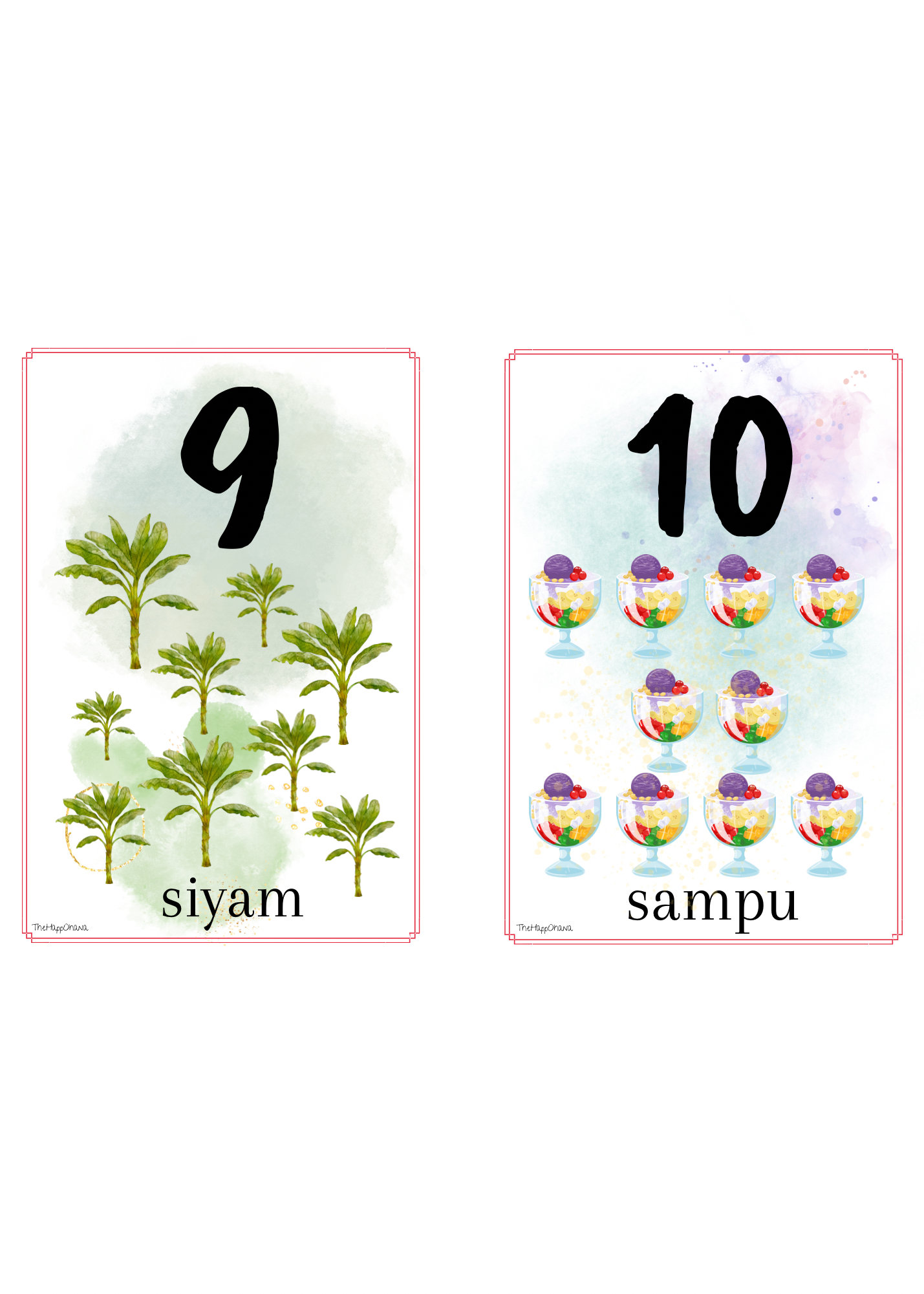 PRINTED Filipino (tagalog) Number Flashcards 1-10 - Etsy