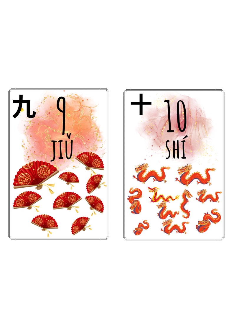 Chinese Number Flashcards 1montessori Preschool School. - Etsy