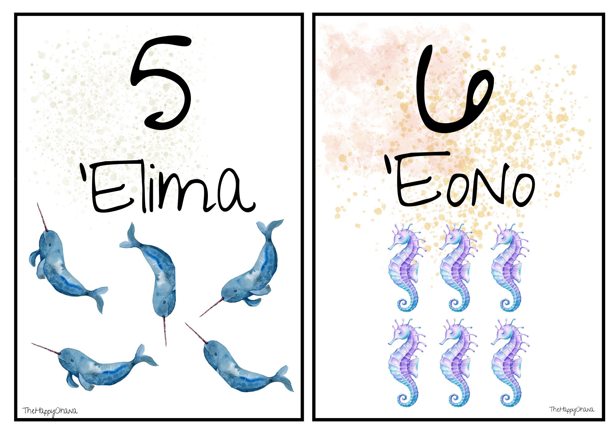 PRINTED Olelo Hawaiian Number Flashcards 1-10 - Etsy