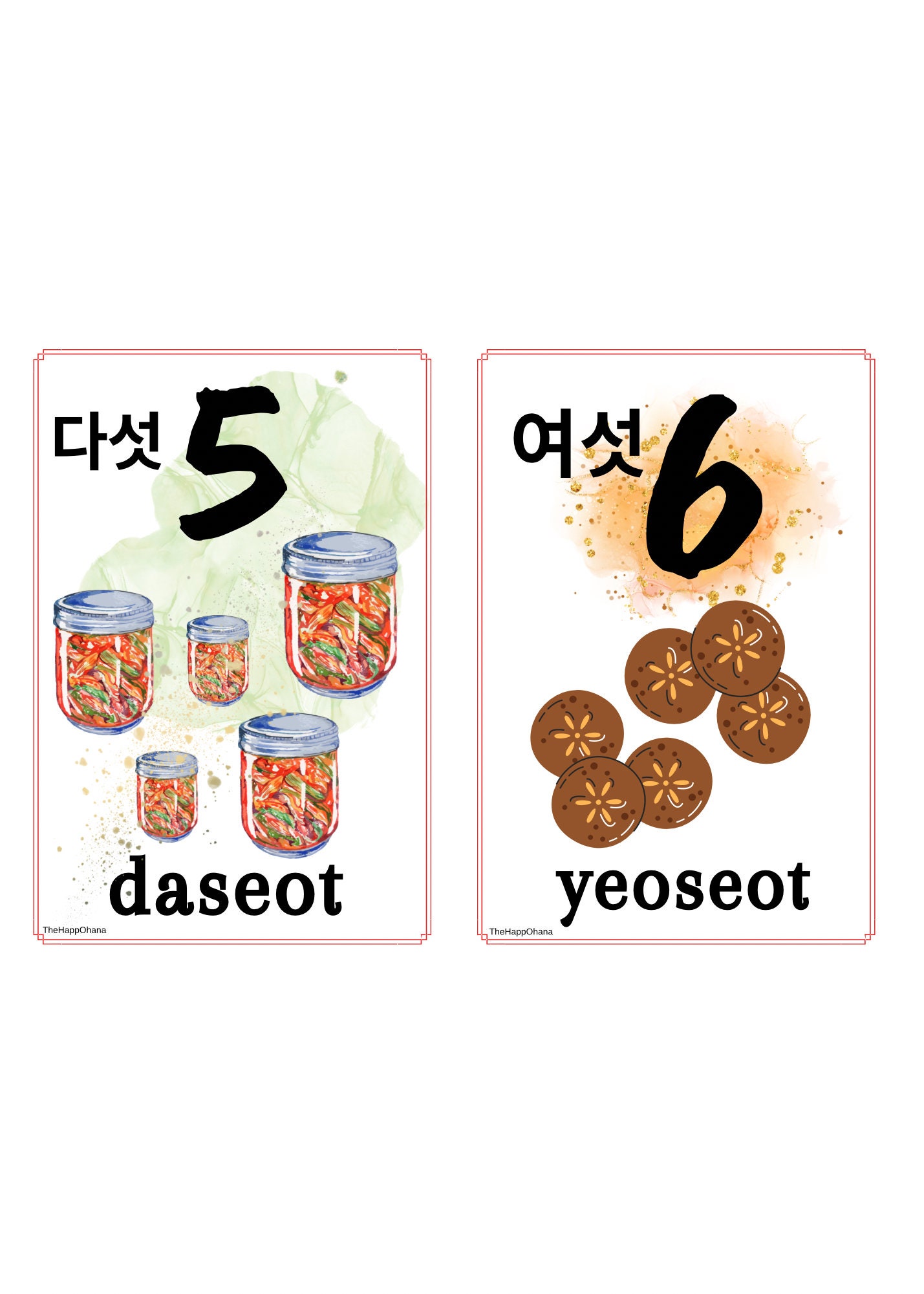 DIGITAL DOWNLOAD Korean Number Flashcards 1-10. Flash Cards Printable ...