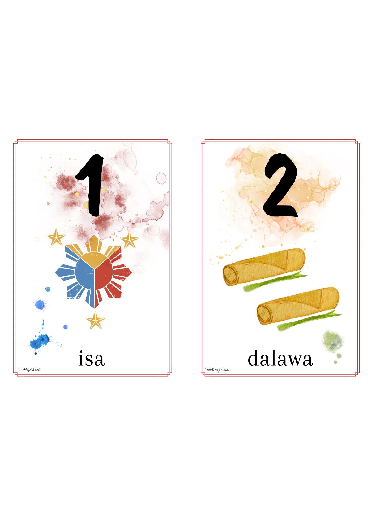 PRINTED Filipino (tagalog) Number Flashcards 1-10 - Etsy