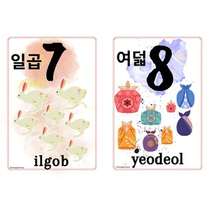 DIGITAL DOWNLOAD Korean Number Flashcards 1-10. Flash Cards Printable ...