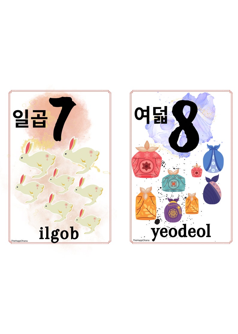 DIGITAL DOWNLOAD Korean Number Flashcards 1-10. Flash Cards Printable ...