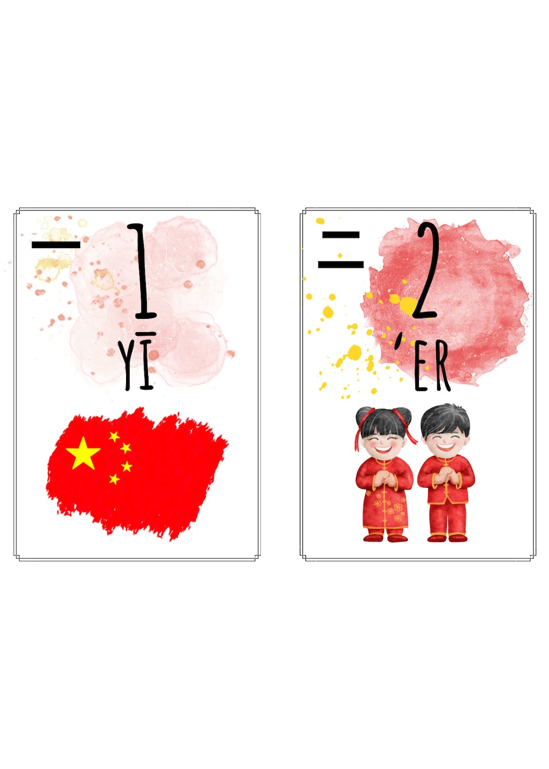 Chinese Number Flashcards 1montessori, Preschool, School. Learning Tool ...