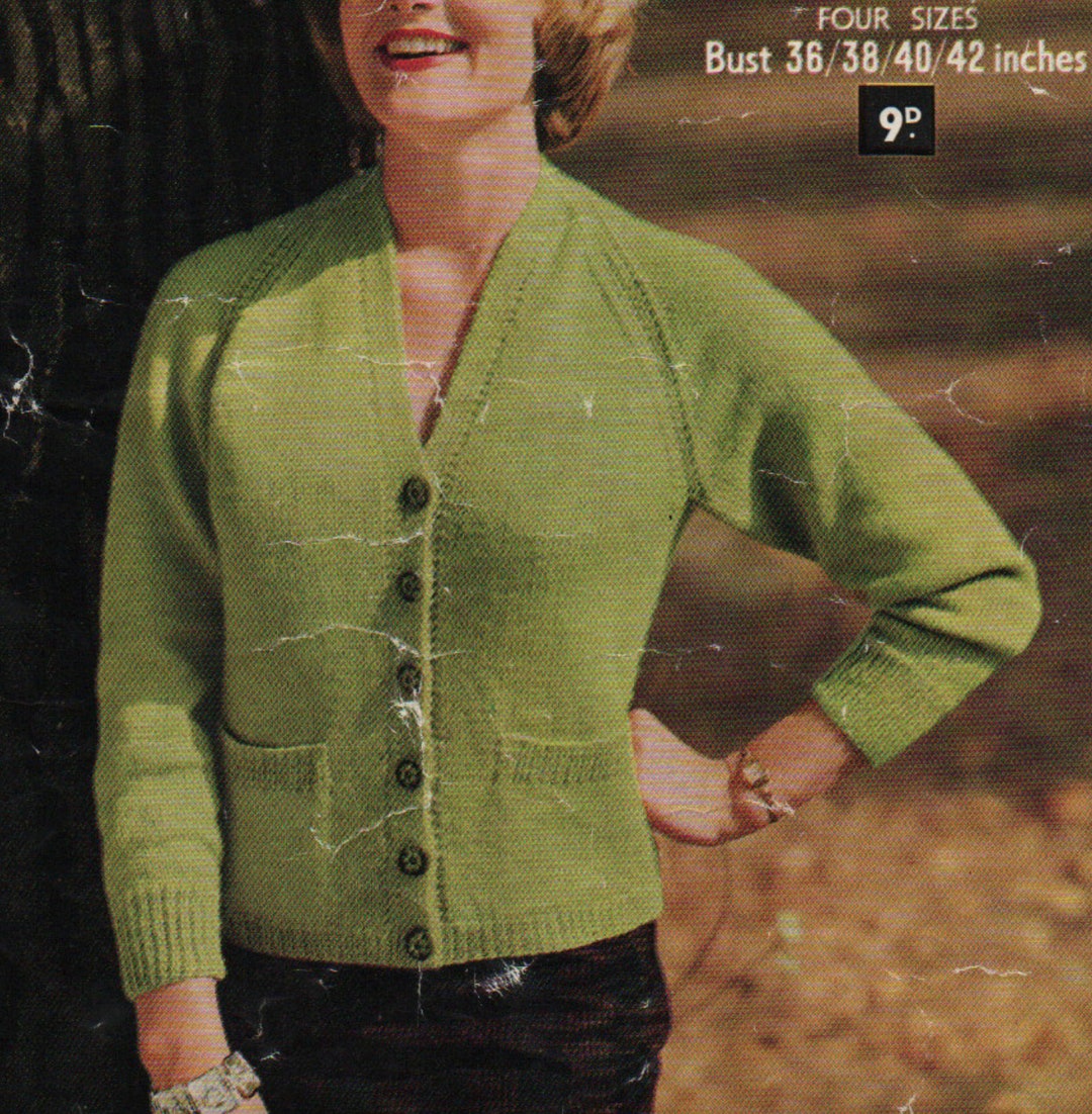 Cardigan Vintage Knitting Pattern (PDF) Digital Download - Etsy