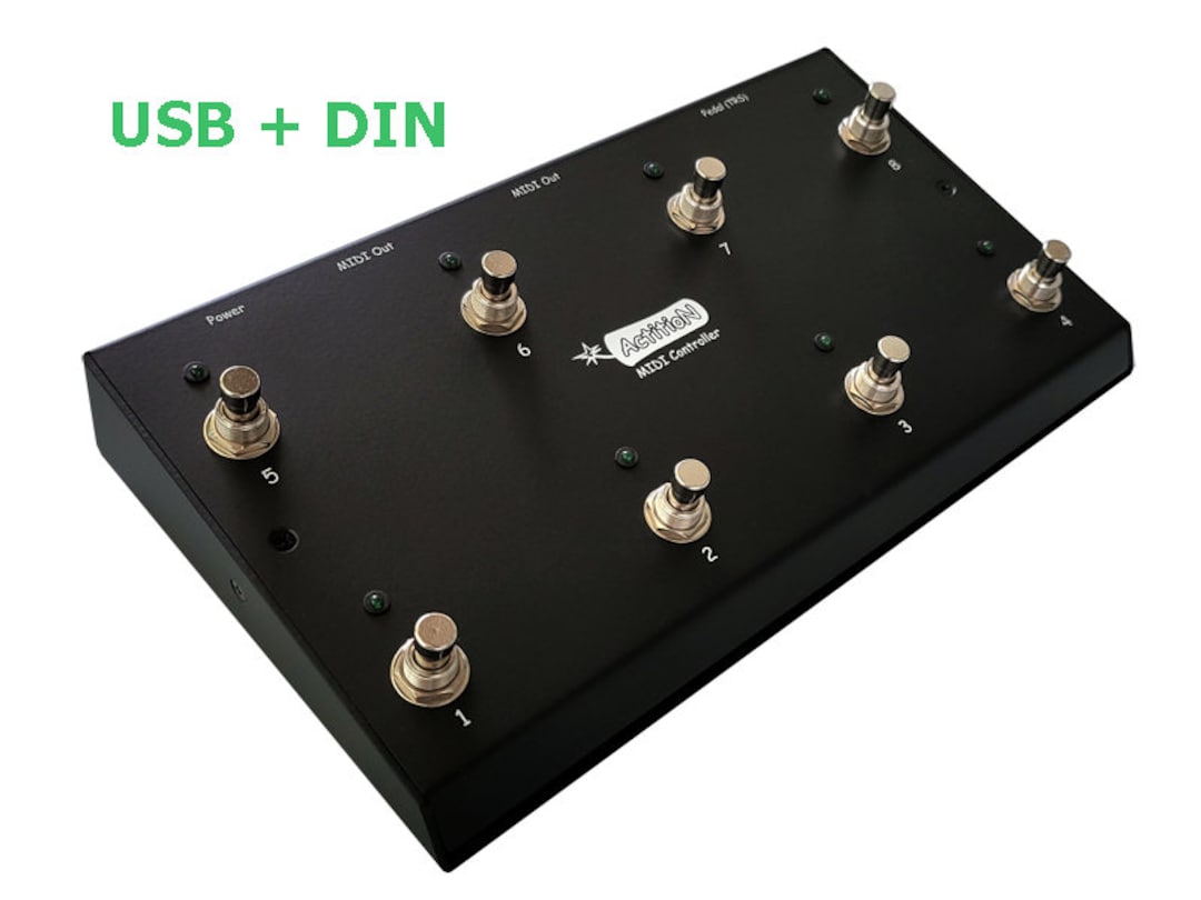 Actition 8 Button USB+DIN Programmable MIDI Foot Controller, Footswitch ...