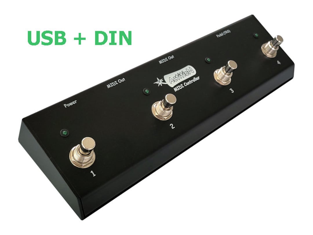 Actition 4 Button USB+DIN Programmable MIDI Foot Controller, Footswitch ...