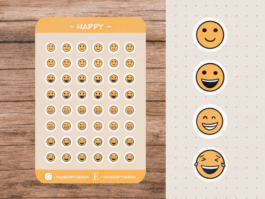 Mini-sticker emoji Happy Smiley Planner Sticker Bullet Journal Calendar ...