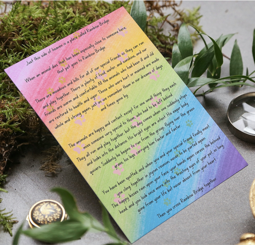 Rainbow Bridge Pet Memorial Digital Download Product. Pet Grief, Pet ...