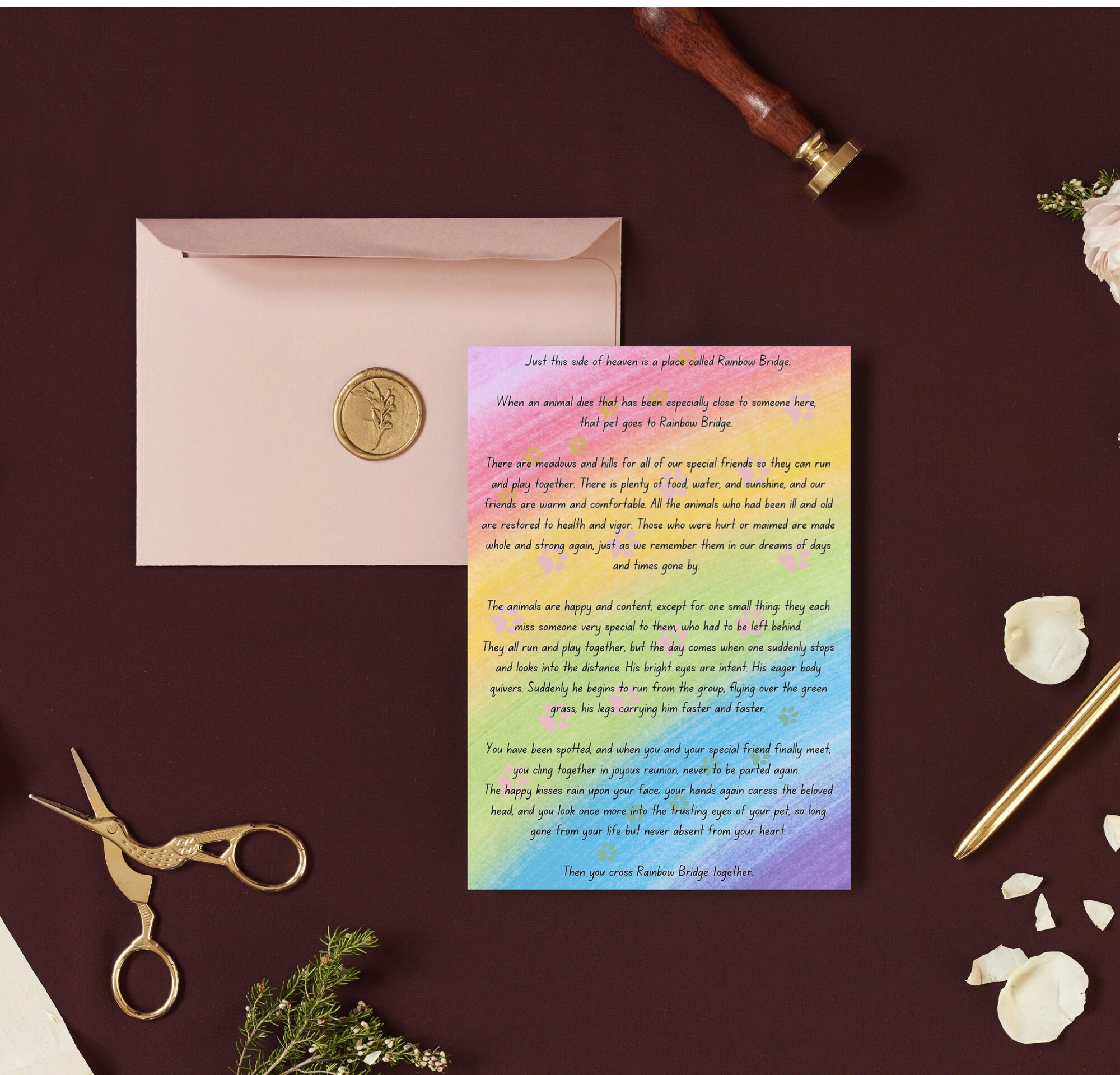 Rainbow Bridge Pet Memorial Digital Download Product. Pet Grief, Pet ...