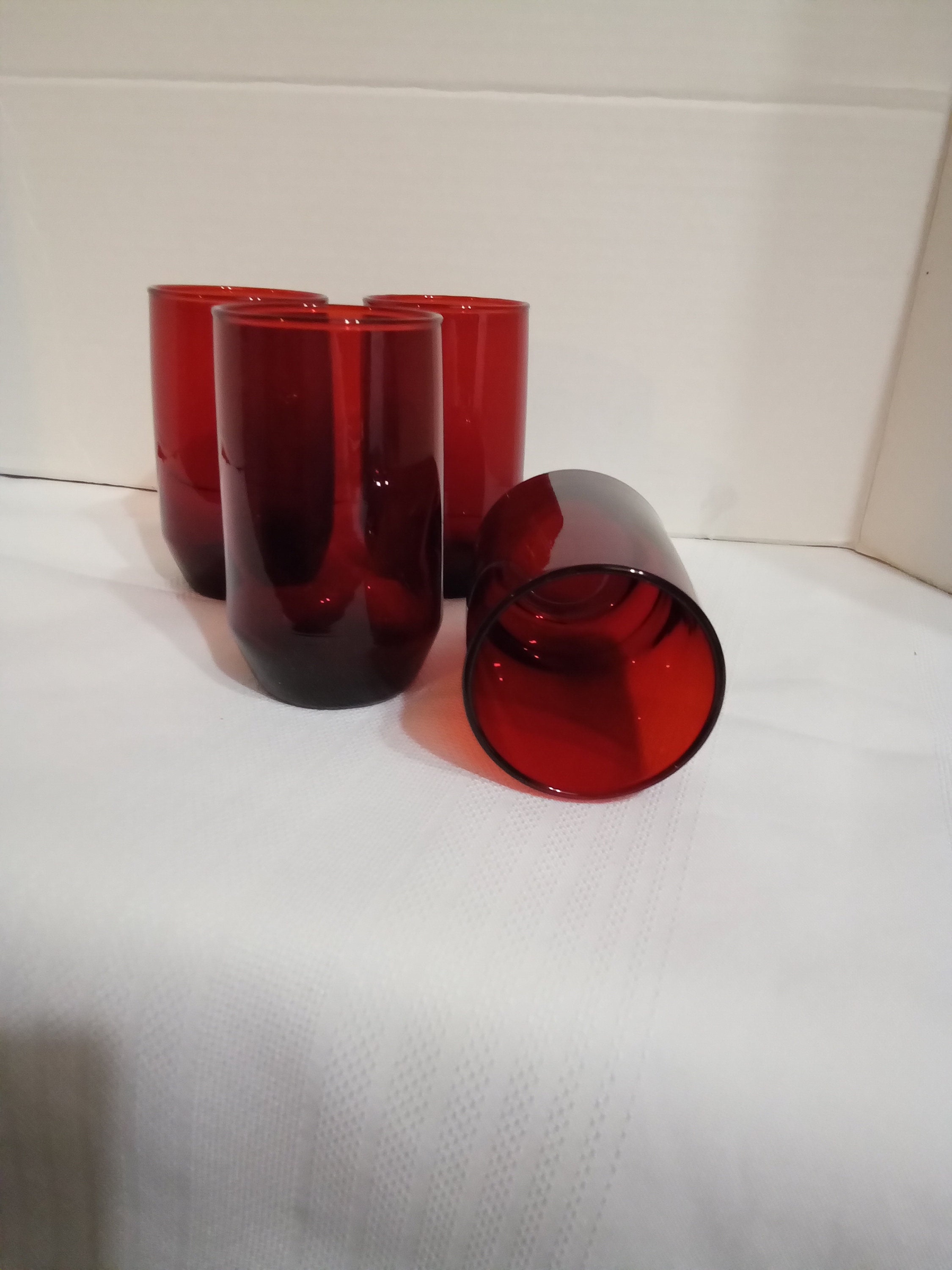 4 Anchor Hocking Ruby Red Tumblers - Etsy