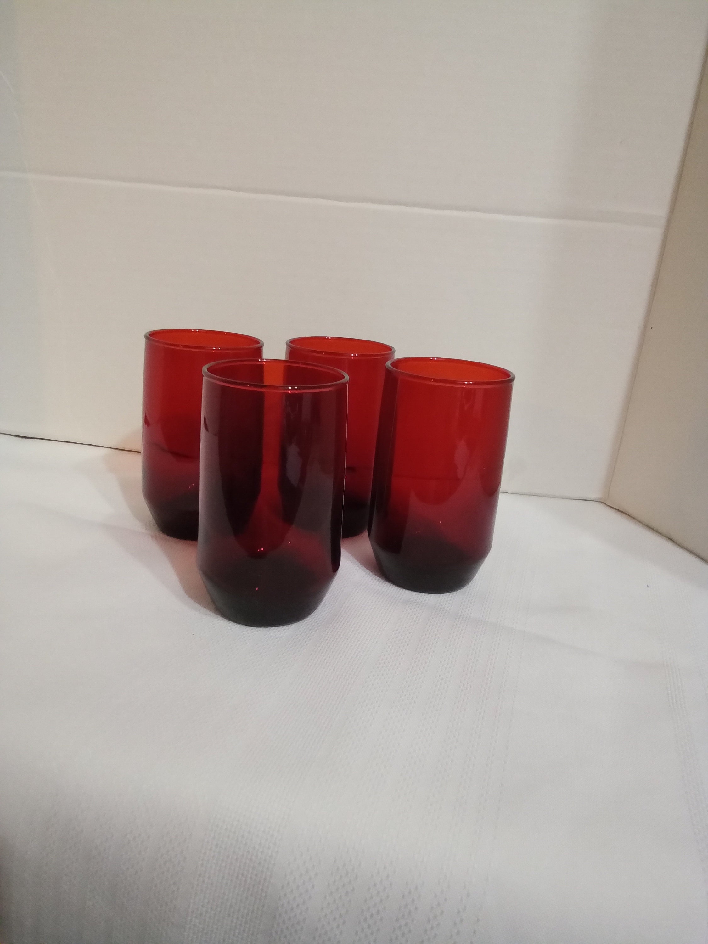 4 Anchor Hocking Ruby Red Tumblers - Etsy