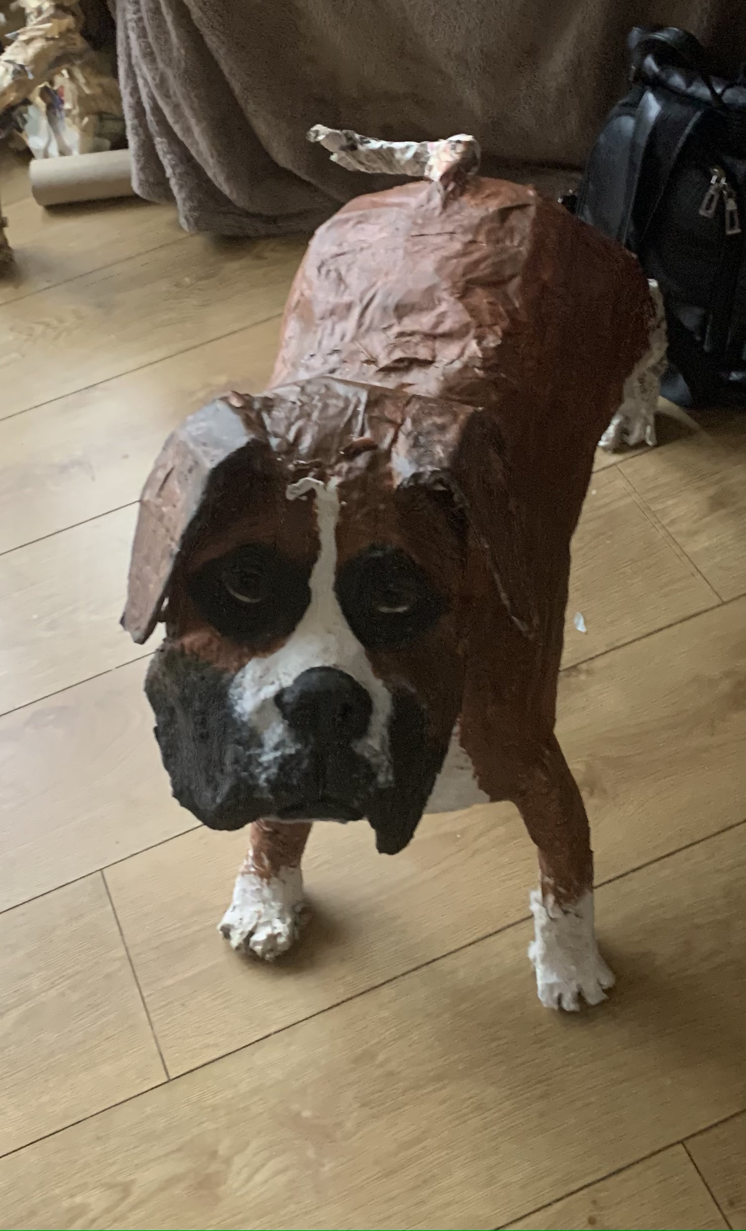 Paper Mache Dog This Full Size Hand Crafted Boxer Dog is Made From ...