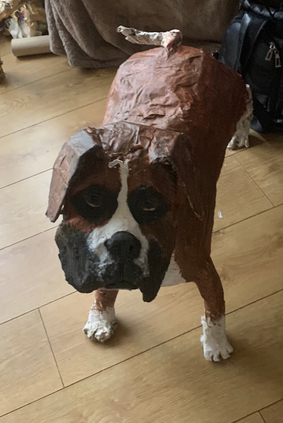 Paper Mache Dog This Full Size Hand Crafted Boxer Dog is Made - Etsy
