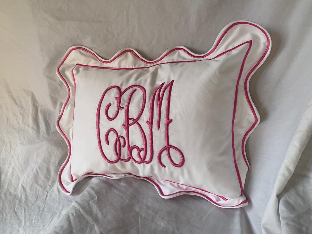 Personalized Monogrammed Pillow Sham With Scalloped Embroidery and ...