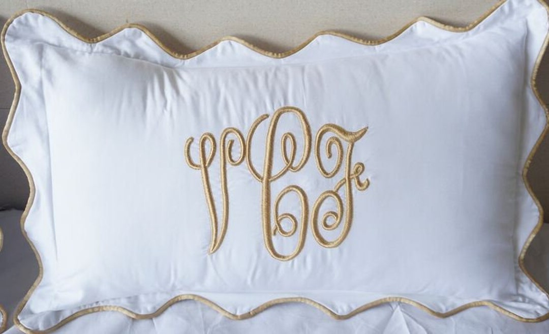 Personalized Monogrammed Pillow Sham With Scalloped Embroidery Hand ...