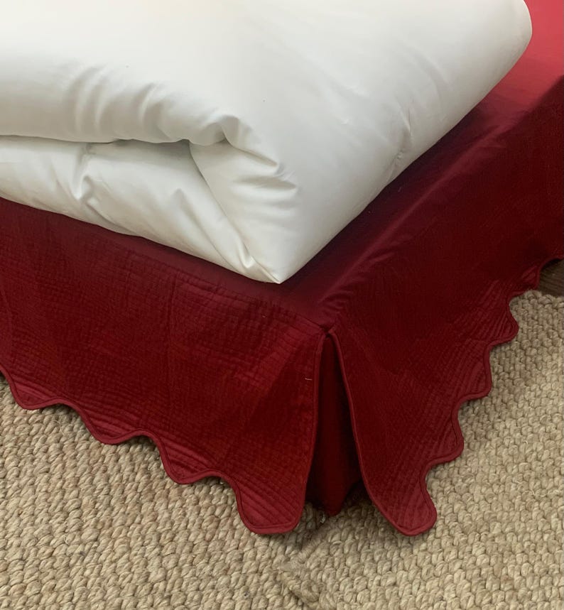 Texture Cotton Scallop Quilted Bed Skirt Horizontal Cotton Batting - 8 ...