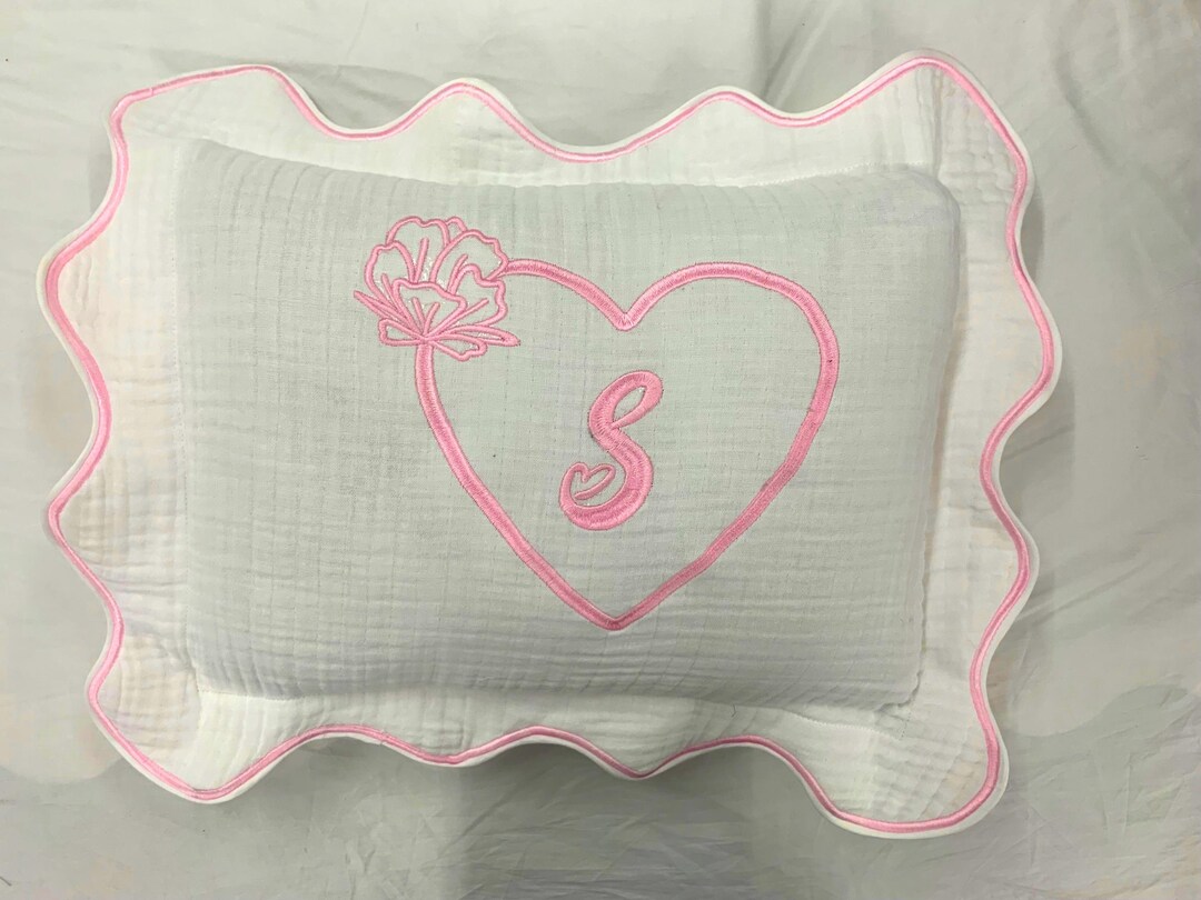 White Muslin Scallop Scallop Edge Piping Pillow/euro Sham, Soft Muslin ...