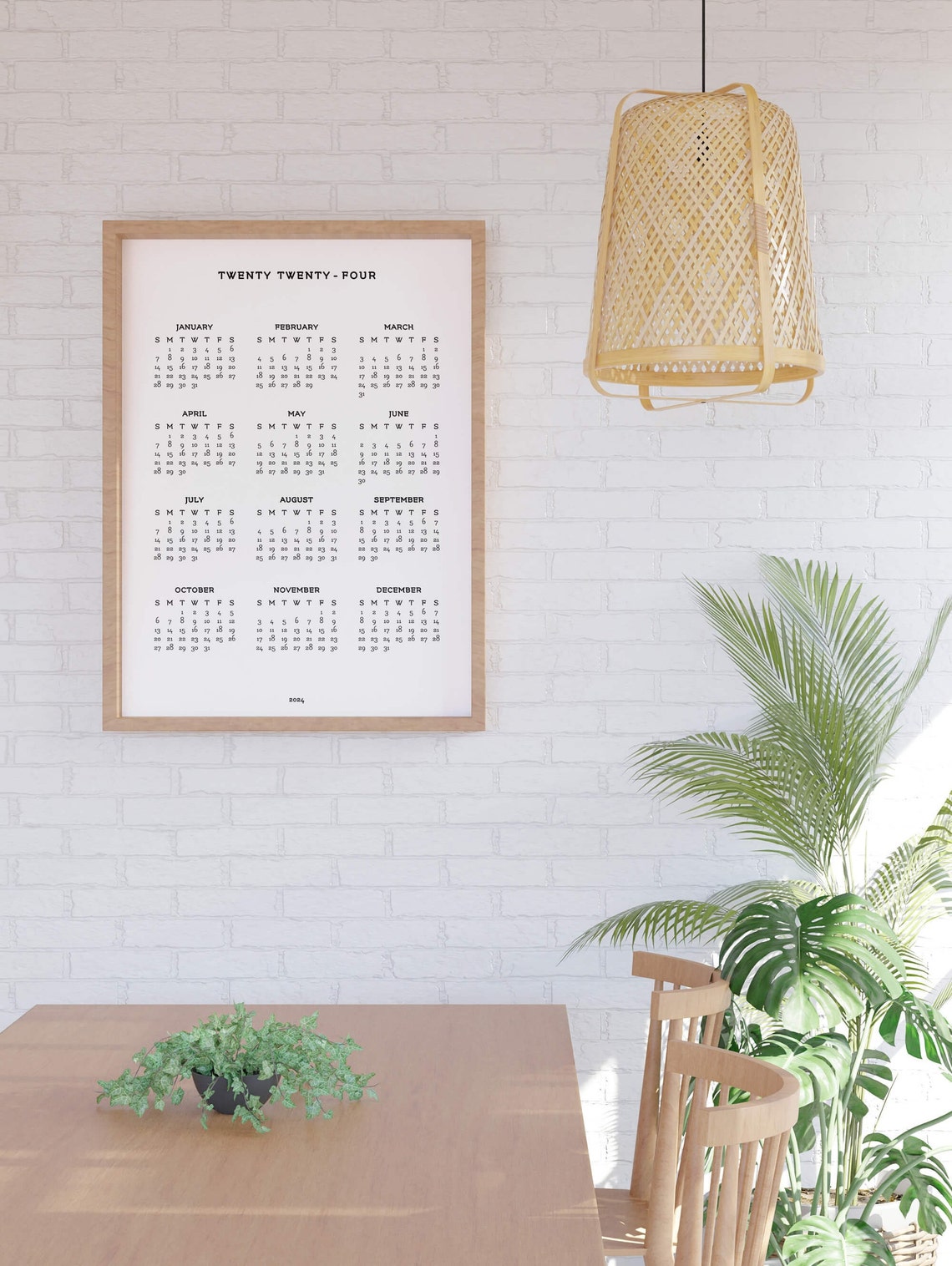 2024 Printable Calendar, One Page Calendar, Minimalist 2024 Printable ...