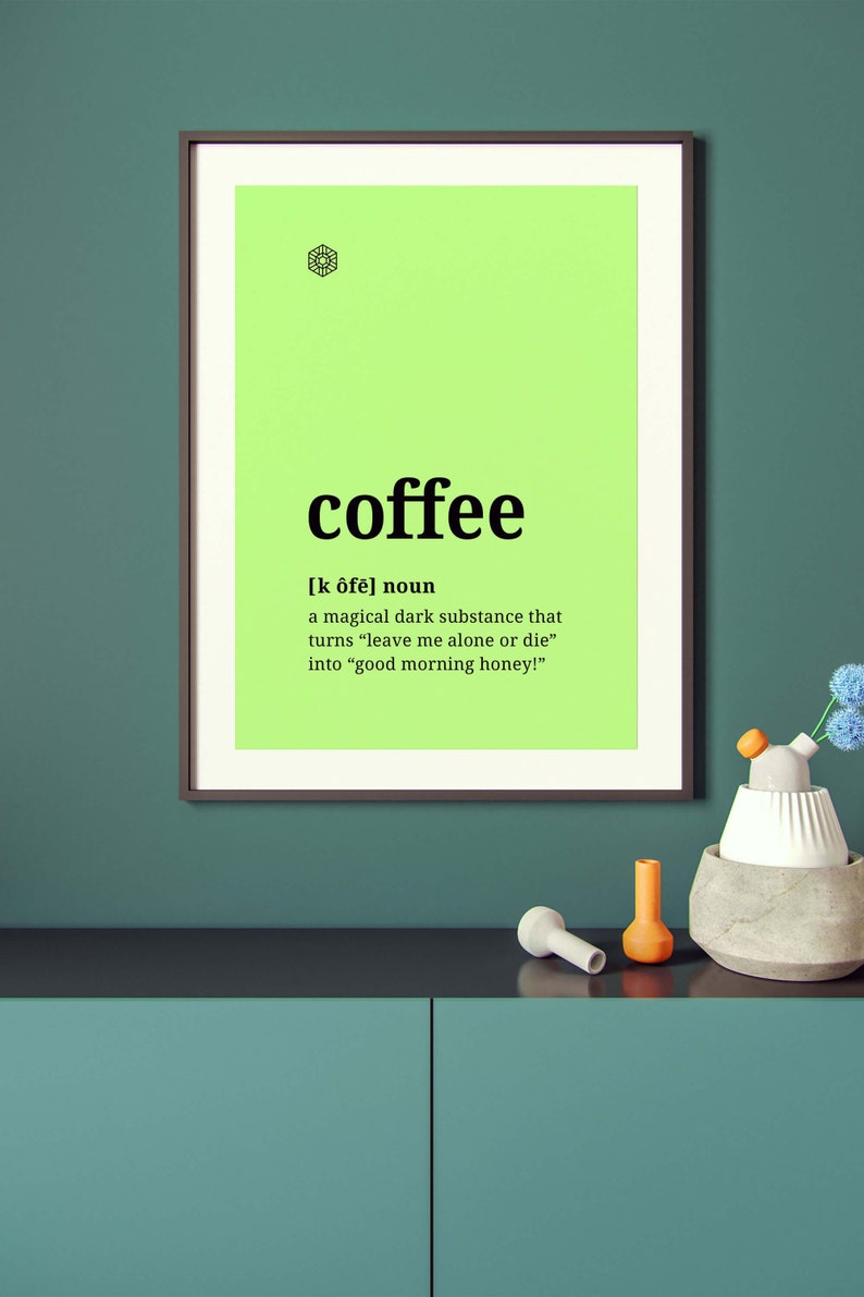 Coffee Definition Printable Wall Art Coffee Print Coffee Poster Funny ...