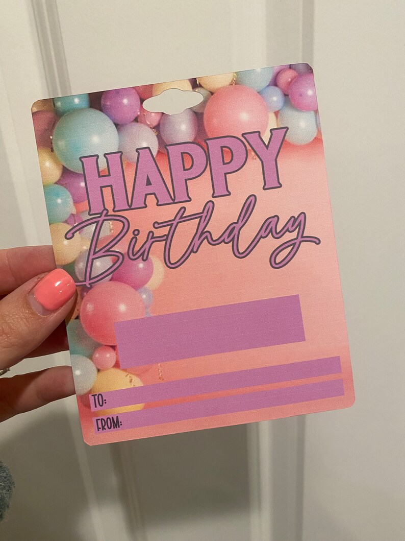 Happy Birthday Purple Balloons Cardstock Money Holder Cash Card ...